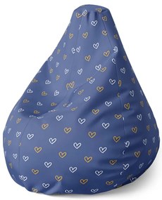 Sedací vak Pear srdíčka na modré - dětský, modrá