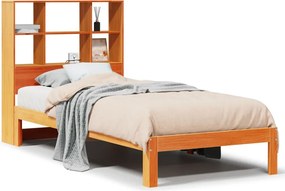 Postel s knihovnou bez matrace hnědá 100x200 cm masiv borovice 3322578