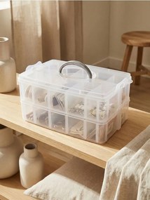 Sinsay - Průhledný dvoupatrový organizér s přihrádkami a rukojetí - clear