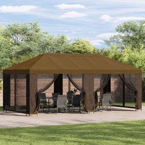 Zahradní altán se stěnami 6 x 3 m Taupe Polyester a ocel 3376024