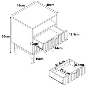 Noční stolek s drážkováním TURRO