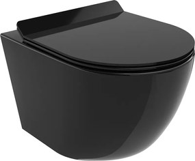 Mexen Lena WC mísa Rimless s pomalu sklopným slim sedátkem, duroplast, černý lesk - 30224070