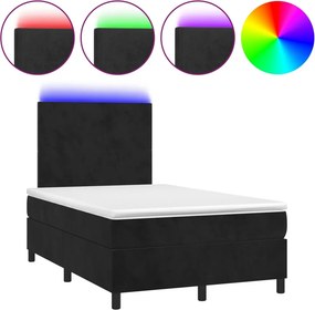 Box spring postel s matrací a LED černá 120 x 190 cm samet 3270301
