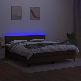Box spring postel s matrací a LED tmavě hnědá 180x200 cm textil 3133176