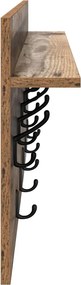 věšák, nástěnný, 1 prkno, háčky, kompozitní dřevo, 40x100x12 cm, staré dřevo, Dekorino TK20260019