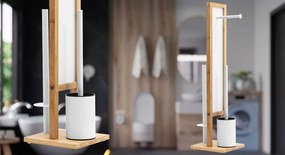 Tutumi REA - Bambusový koupelnový stojan na toaletní papír a kartáč, White 321502, HOM-04000