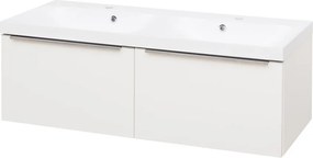 Mereo Mereo, Mailo, koupelnová skříňka s umyvadlem z litého mramoru 121 cm, bílá, dub, antracit, CN518M
