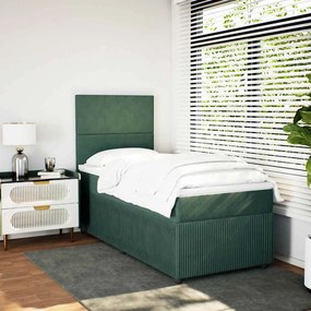 Box spring postel s matrací tmavě zelená 90x190 cm samet 3294511