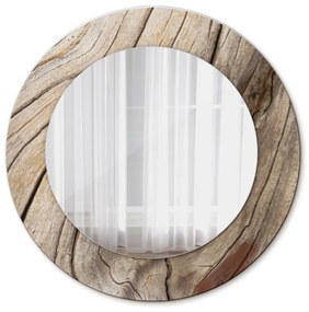 Kulaté zrcadlo tištěný rám Prasklé dřevo fi 50 cm