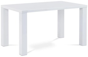Jídelní stůl 135x80x76 cm, vysoký lesk bílý - AT-3007 WT