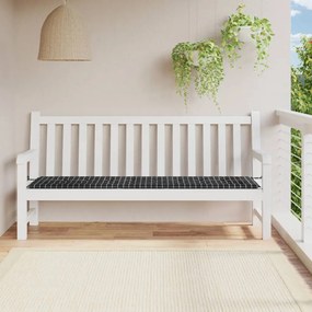 Poduška na zahradní lavici černá károvaná 200x50x3 cm textil