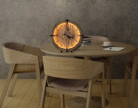 Li-Go "Pampeliška" Světelné hodiny 32 cm provedení povrchu: dub světlý, varianta napájení svítidla: baterie+pohybové čidlo