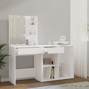 vidaXL LED toaletní stolek se skříňkou lesklý bílý kompozitní dřevo [3082023]