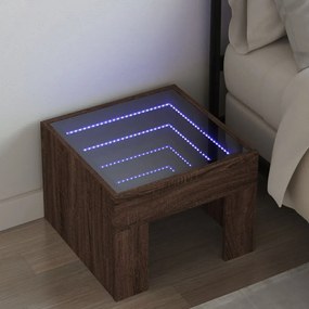 Noční stolek s Infinity LED hnědý dub 40 x 40 x 30 cm