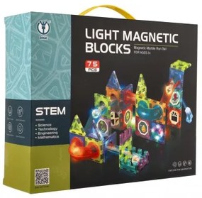 Kuličková dráha magnetická plast 75 ks 8 kuliček + doplňky na baterie se světlem