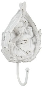 Bílý antik nástěnný háček s andílkem - 8*5*17 cm