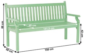 Dřevěná zahradní lavička, neo mint, 150 cm, KOLNA