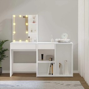 LED toaletní stolek se skříňkou bílý kompozitní dřevo 3082017