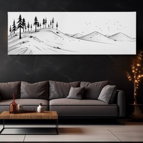 Obraz na plátně - Za lesem u holých kopců FeelHappy.cz Velikost obrazu: 120 x 40 cm