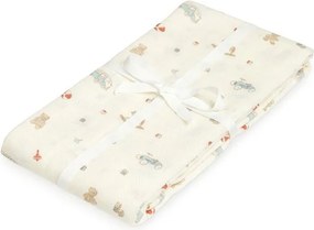 Světle žlutá zavinovací dětská deka z bio bavlny 120x120 cm Off-White – Cam Cam Copenhagen