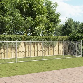 Klec pro psy s dvířky šedá 10 x 2 x 1,5 m pozinkovaná ocel 3209581