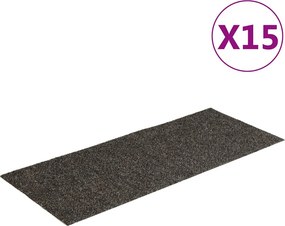 Schodové rohože samolepicí 15 ks 60 x 25 cm antracitové obdélníkové 326920