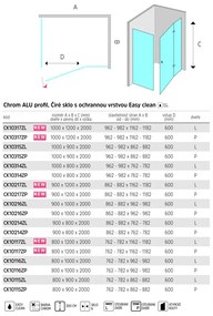 Mereo Novea sprchový kout obdélník 90x100 cm sklo Čiré dveře pravé a pevný díl ALU chrom CK10216ZP