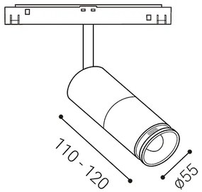 LED2 6092231D Mago Zoom, černý reflektor pro Mag track 48V, 10W 3000K DALI, Ø5,5cm