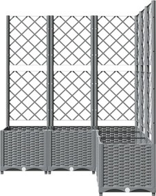 Zahradní truhlík s treláží světle šedý 120 x 120 x 136 cm PP 153278