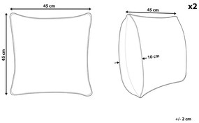 Sada 2 sametových polštářů se střapci geometrický vzor 45 x 45 cm béžové SANTOLINA Beliani