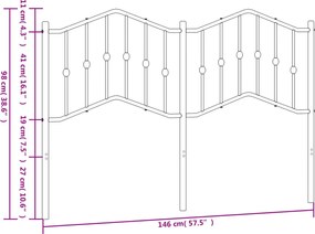 vidaXL Kovové náhradní čelo postele 140 cm [373871] Barva: Bílá