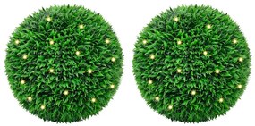 Umělé buxus koule s LED světly 2 ks zelené 55 cm 3335903