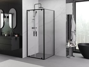 Mexen Exo, výklopná sprchová kabina, dveře 110 cm + boční stěna 110 cm, transparentní sklo, černá, 8182-110-110-70-00