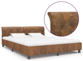 Rám postele hnědý umělá broušená kůže 160 x 200 cm 284892
