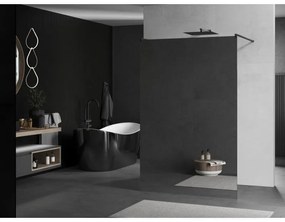 Mexen Kioto, sprchová zástěna Walk-In 110 x 200 cm, 8mm sklo vzor zrcadlo, grafitový profil, 800-110-002-95-50