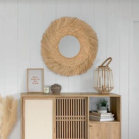 Dekorativní kulaté zrcadlo, mořská tráva, Ø 80 cm