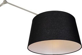 Moderní stojací lampa ocel s stínítkem z černého lnu 45 cm - Editor