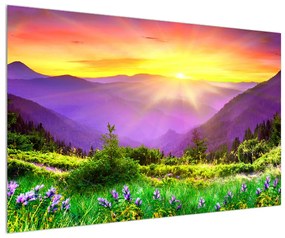 Obraz horské krajiny s východem slunce (120x80 cm)