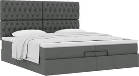 Osmanský rám postele s matrací tmavě šedý 200x200cm textil 3313266