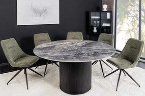 Kulatý keramický jídelní stůl Messina černá 120cm