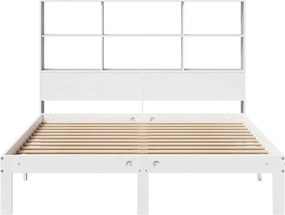 Postel s knihovnou bez matrace bílá 160x200 cm masivní borovice 3322567
