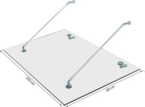 HOMCOM Skleněná stříška s baldachýnem, tvrzené sklo, nerezová ocel 304, čiré sklo 3 velikosti (150x90 cm) (M) | Aosom