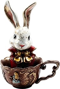 Vintage dekorace figurka králík v šálku - 17*13*25 cm
