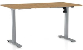 Výškově nastavitelný stůl OfficeTech A, 120 x 80 cm, šedá podnož, dub kamenný