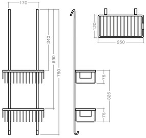 Roth Závěsná polička SHELF UNI do sprchového koutu Varianta: rozměry: 75x25 cm, povrchová úprava: chrom - (SHELF UNI - 8000279)
