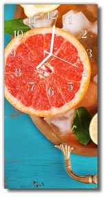 Skleněné hodiny vertikální Kuchyně grapefruity barevné ovoce