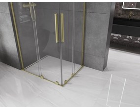 Mexen Velar L Duo, sprchový kout s posuvnými dveřmi 100 x 90 cm, 8mm čiré sklo, zlatá matná, 871-100-090-02-03-55