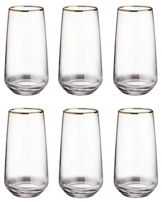 TOUCH OF GOLD Sada sklenic na long drink se zlatým okrajem 480 ml 6 ks