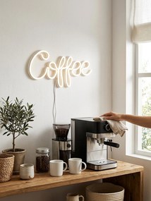 Sinsay - LED neonová lampa ve tvaru nápisu Coffee - bílá