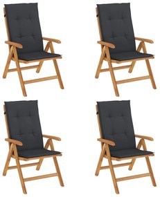 Polohovací zahradní židle s poduškami 4 ks masivní teak,  3196470